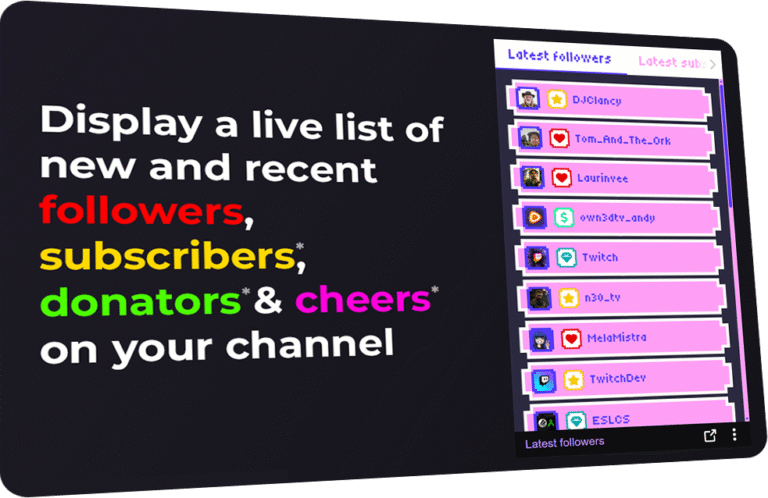 Latest Followers Twitch Extension - OWN3D.PRO Streaming Tool